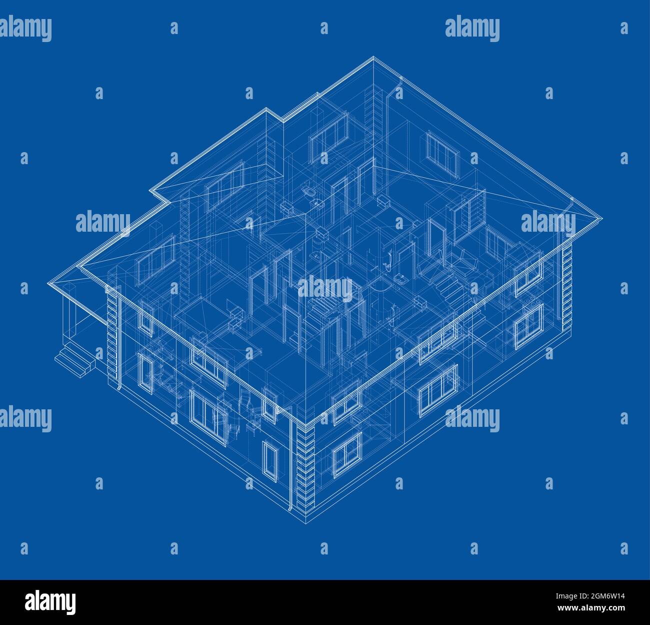 Residential building technical drawing. Vector Stock Vector Image & Art ...