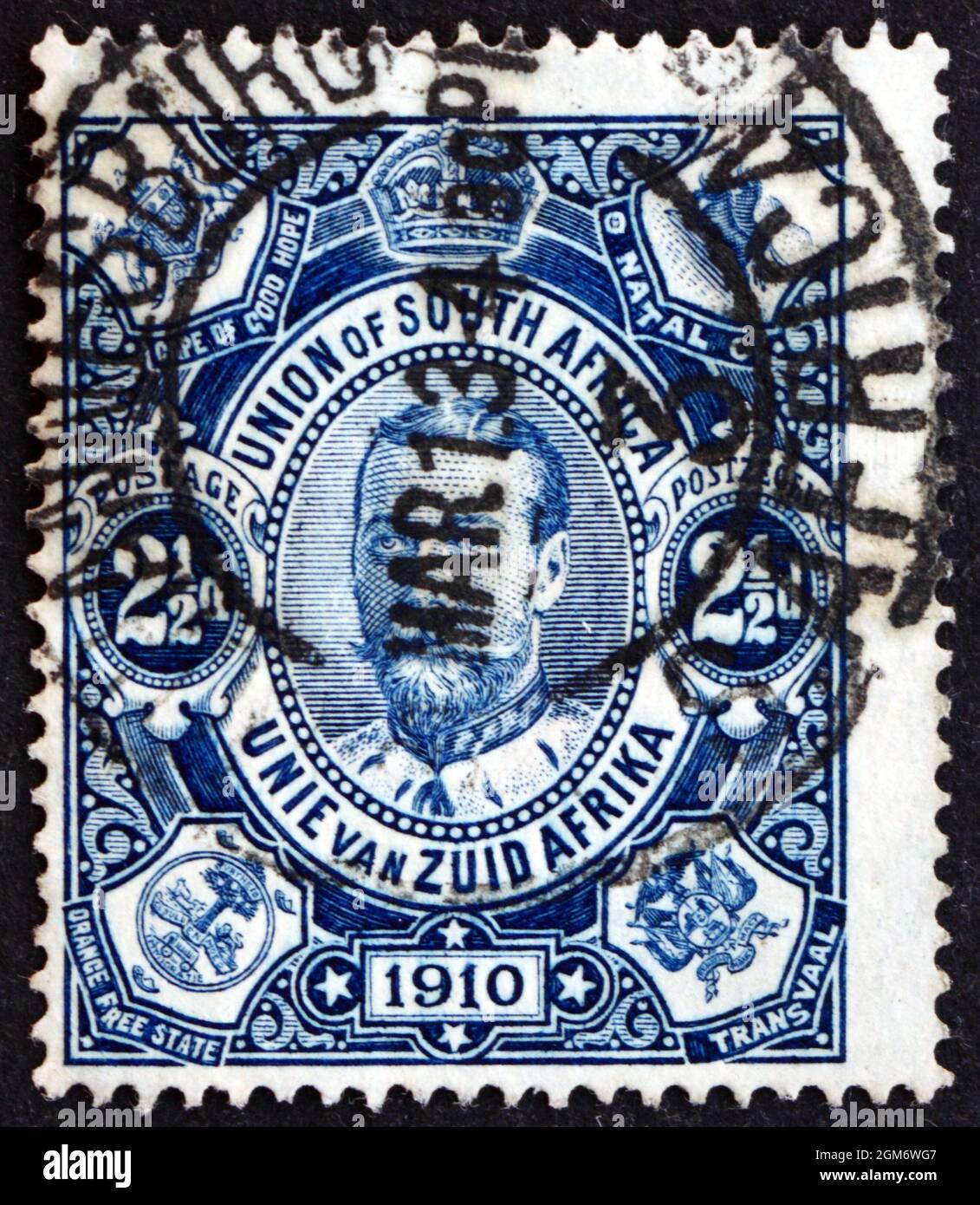 SOUTH AFRICA - CIRCA 1913: a stamp printed in South Africa shows King ...