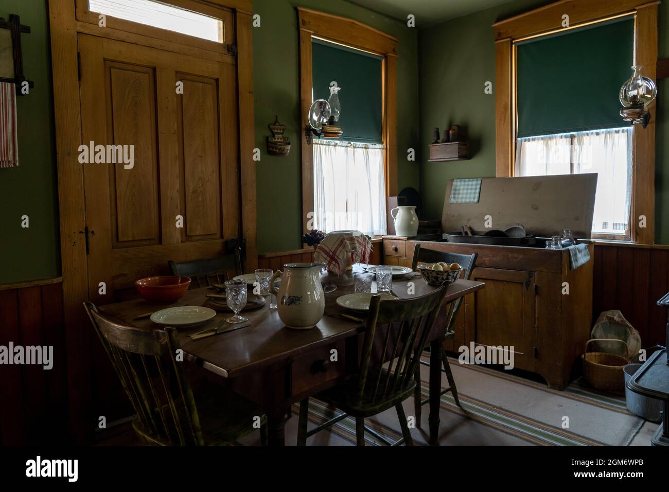 An Old Historic Kitchen Display of how it was years ago Stock Photo - Alamy