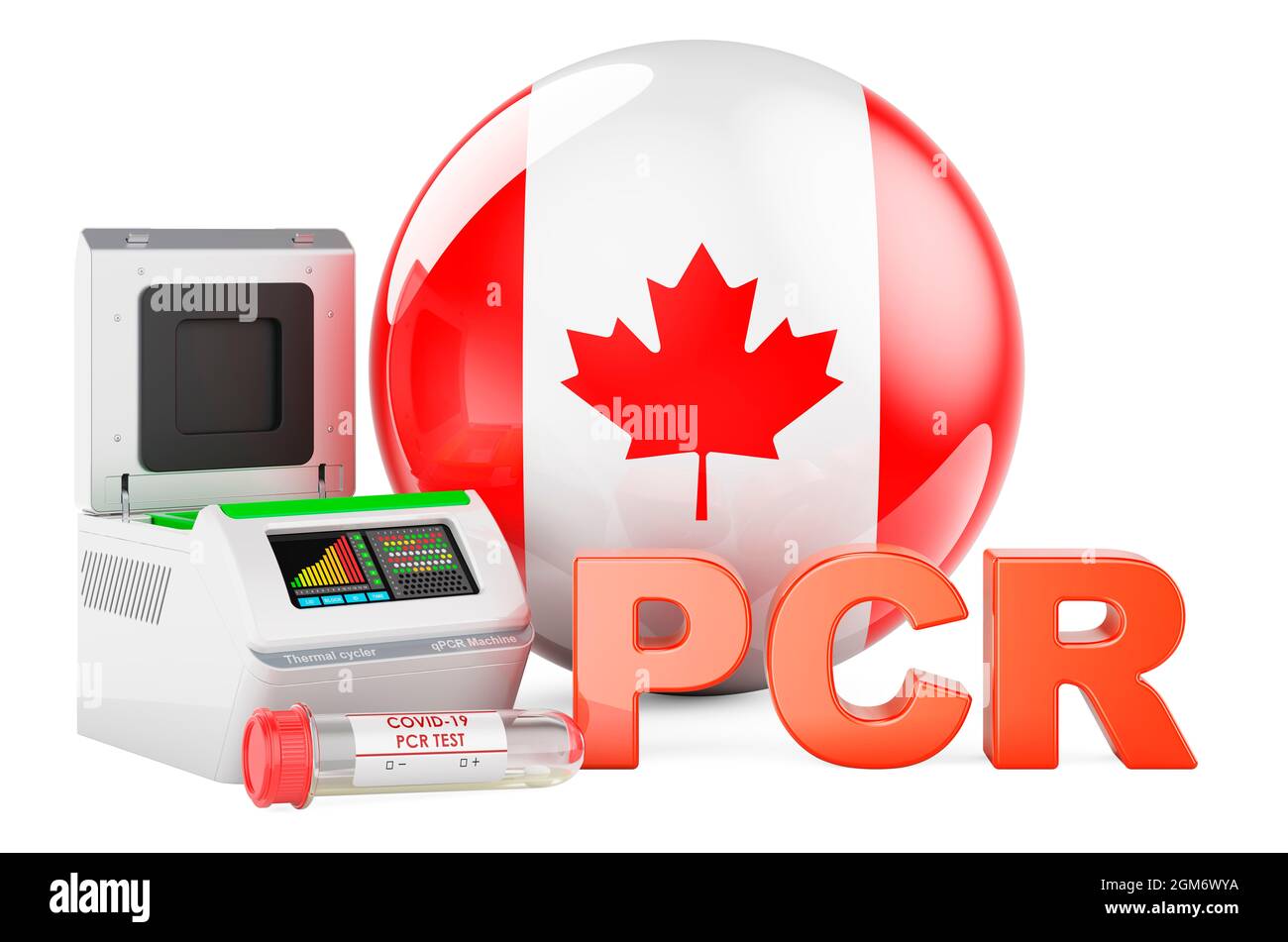 PCR test for COVID-19 in Canada, concept. PCR thermal cycler with ...