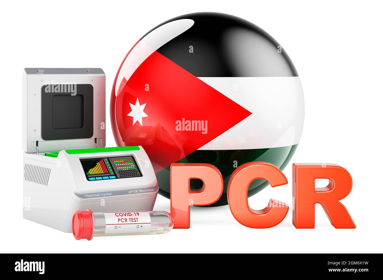 PCR test for COVID-19 in Jordan, concept. PCR thermal cycler with ...