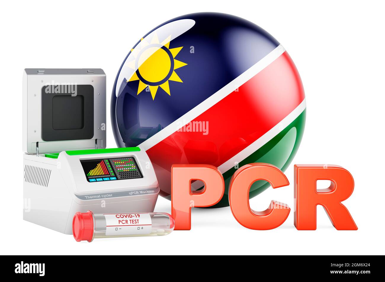 PCR test for COVID-19 in Namibia, concept. PCR thermal cycler with ...