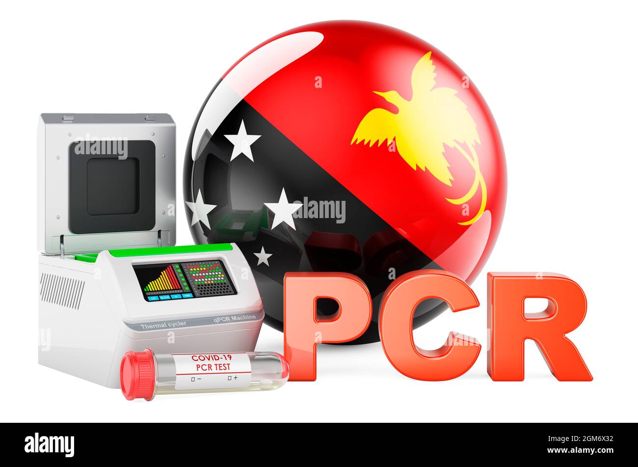 PCR test for COVID-19 in Papua New Guinea, concept. PCR thermal cycler ...