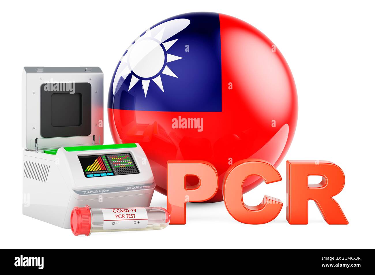 PCR test for COVID-19 in Taiwan, concept. PCR thermal cycler with ...