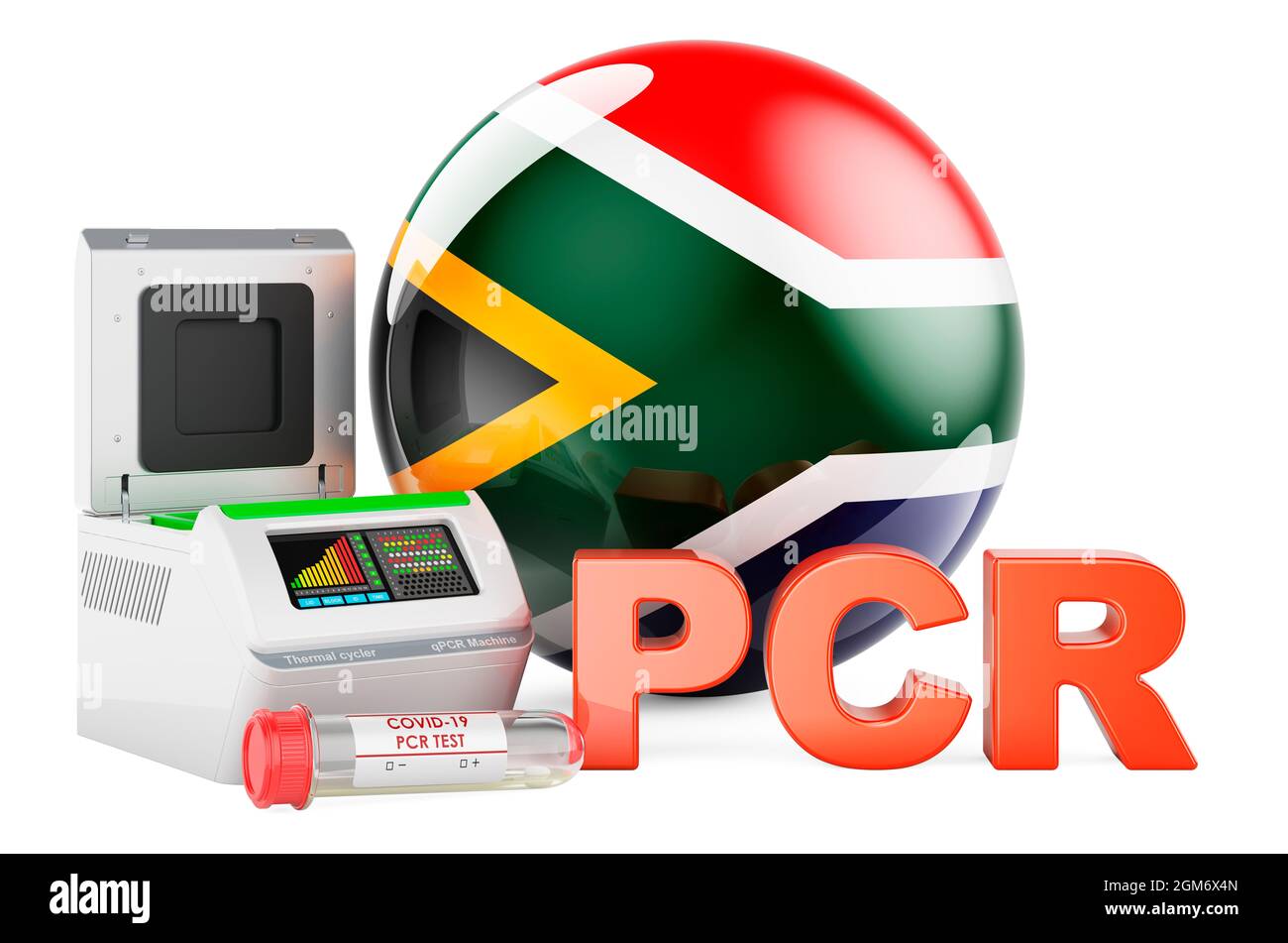 PCR test for COVID-19 in South Africa, concept. PCR thermal cycler with ...