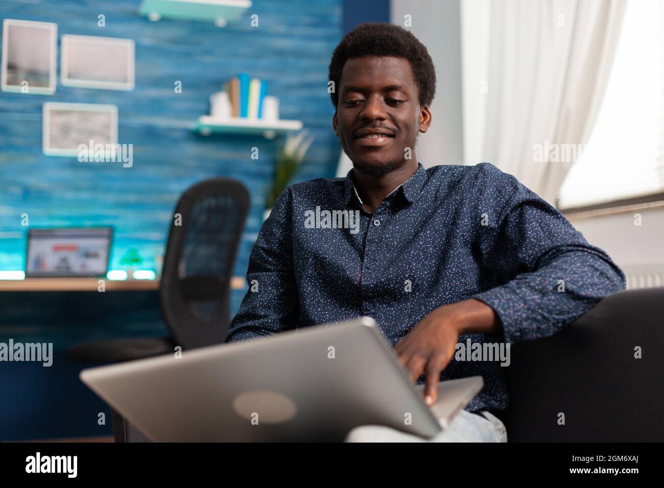 Black high school student using computer in class hi-res stock ...
