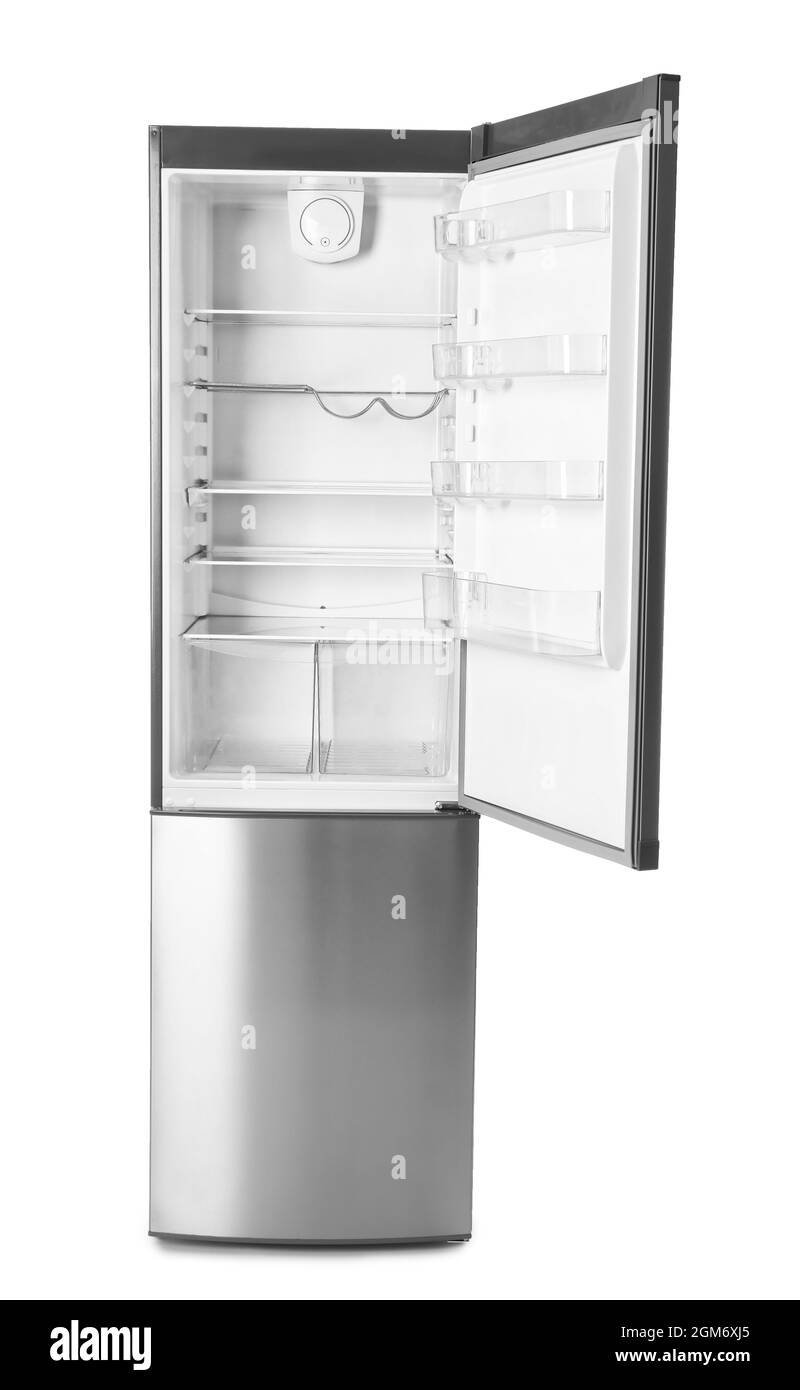 Refrigerator open empty Black and White Stock Photos & Images - Alamy
