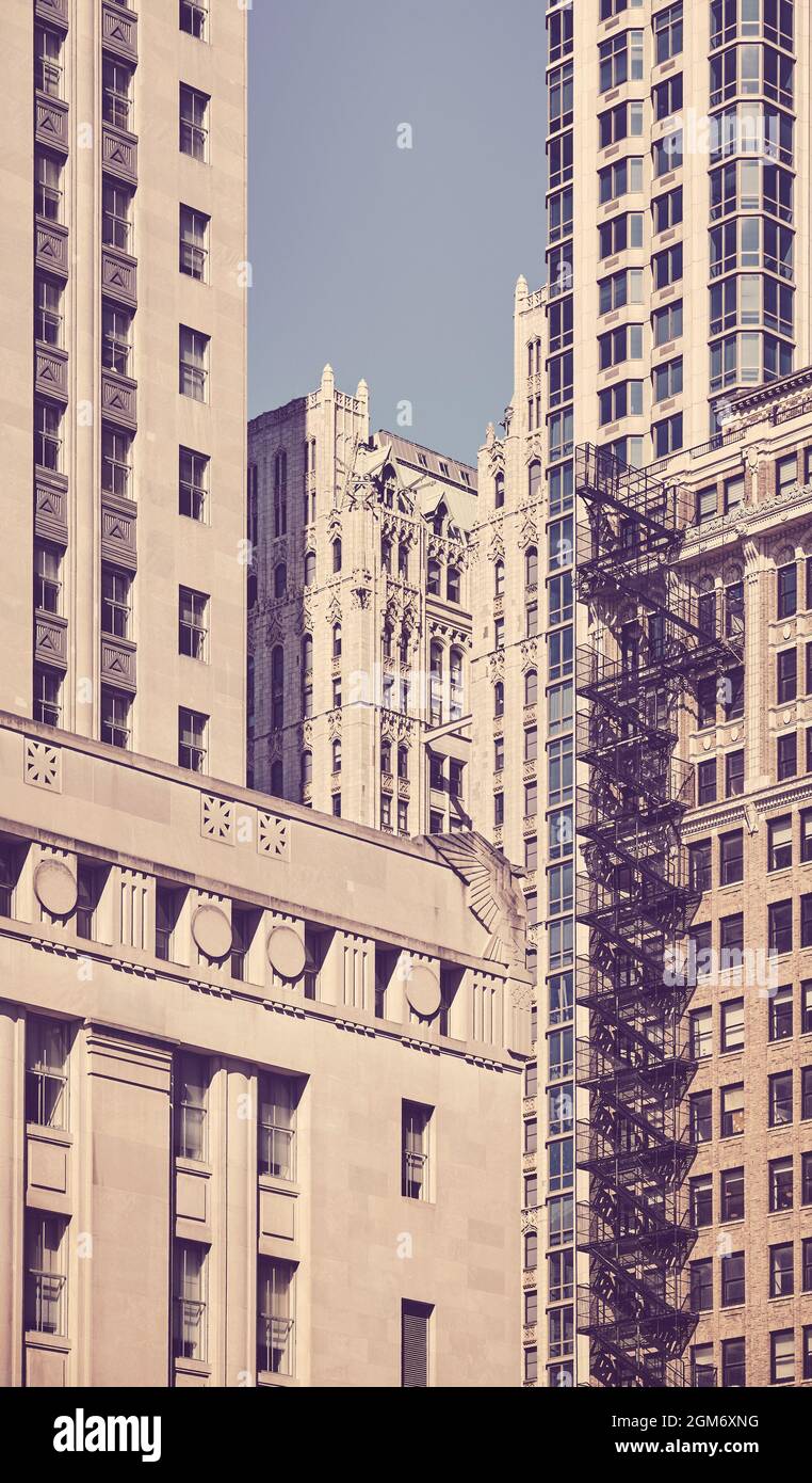 Manhattan old buildings, color toning applied, New York City, USA Stock ...