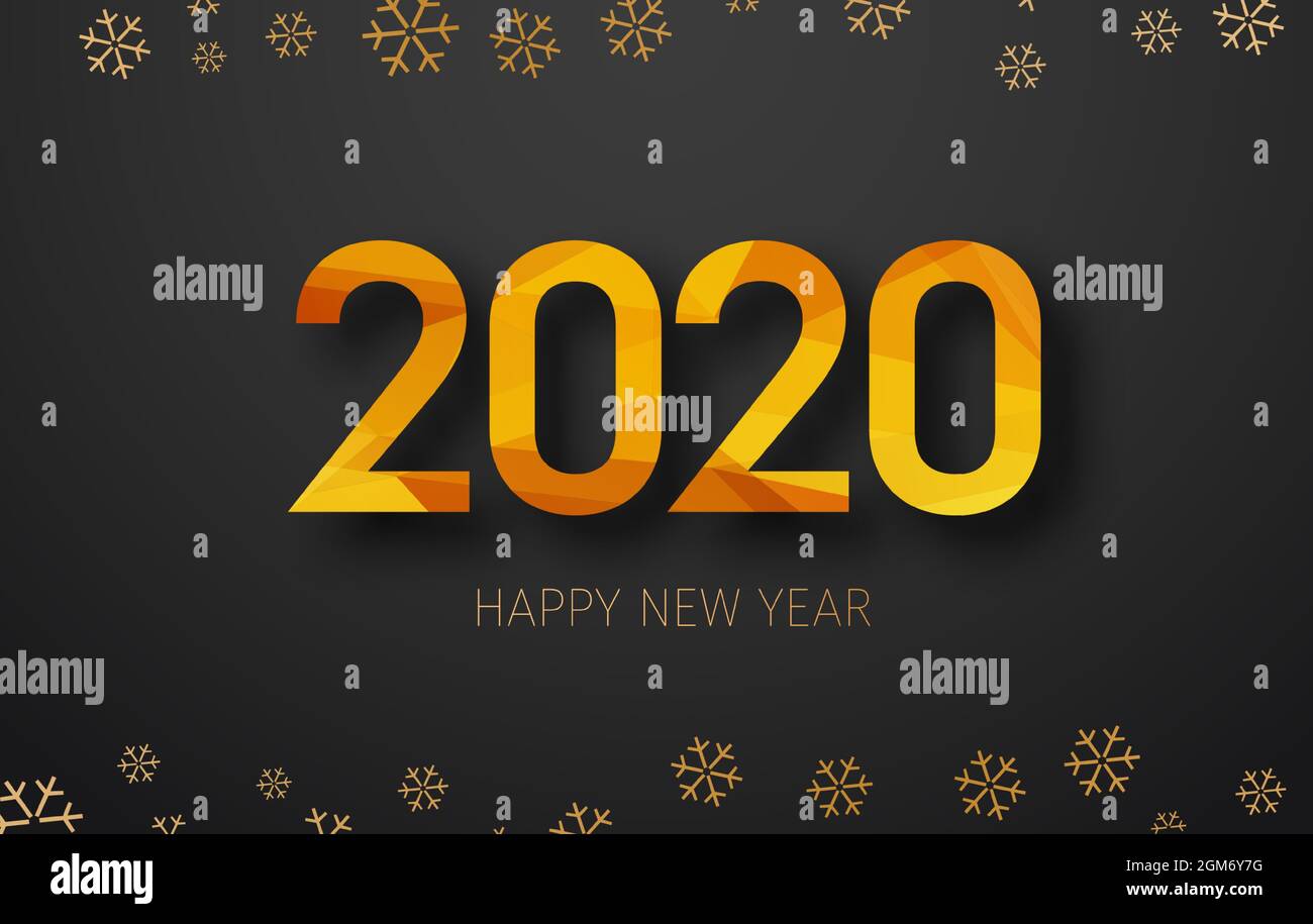 Happy New Year 2020 vector banner design with golden polygonal numbers ...