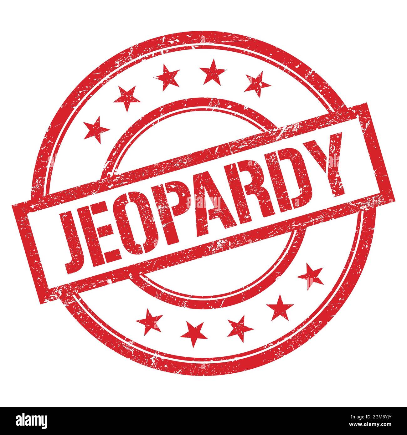 JEOPARDY text written on red round vintage rubber stamp Stock Photo - Alamy