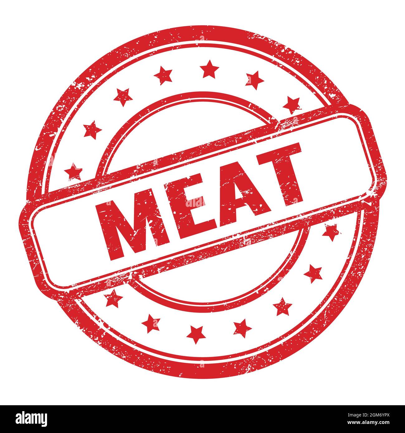 MEAT text on red grungy vintage round rubber stamp Stock Photo - Alamy