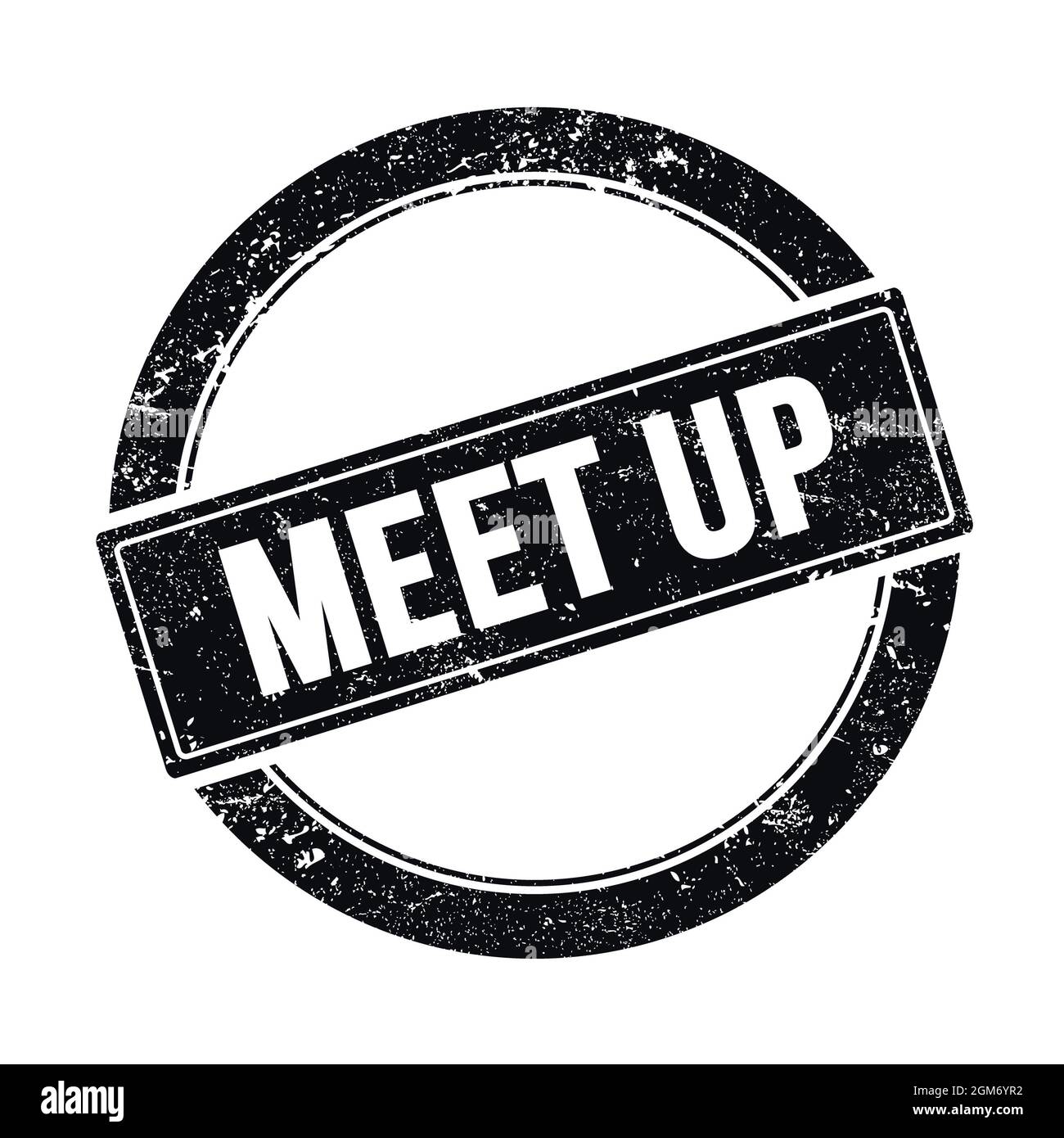 MEET UP text on black grungy round vintage stamp Stock Photo - Alamy