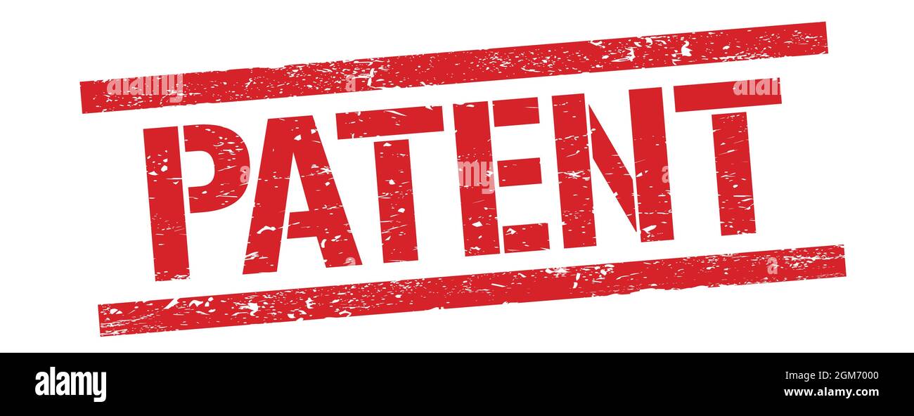 PATENT text on red grungy rectangle stamp sign Stock Photo - Alamy