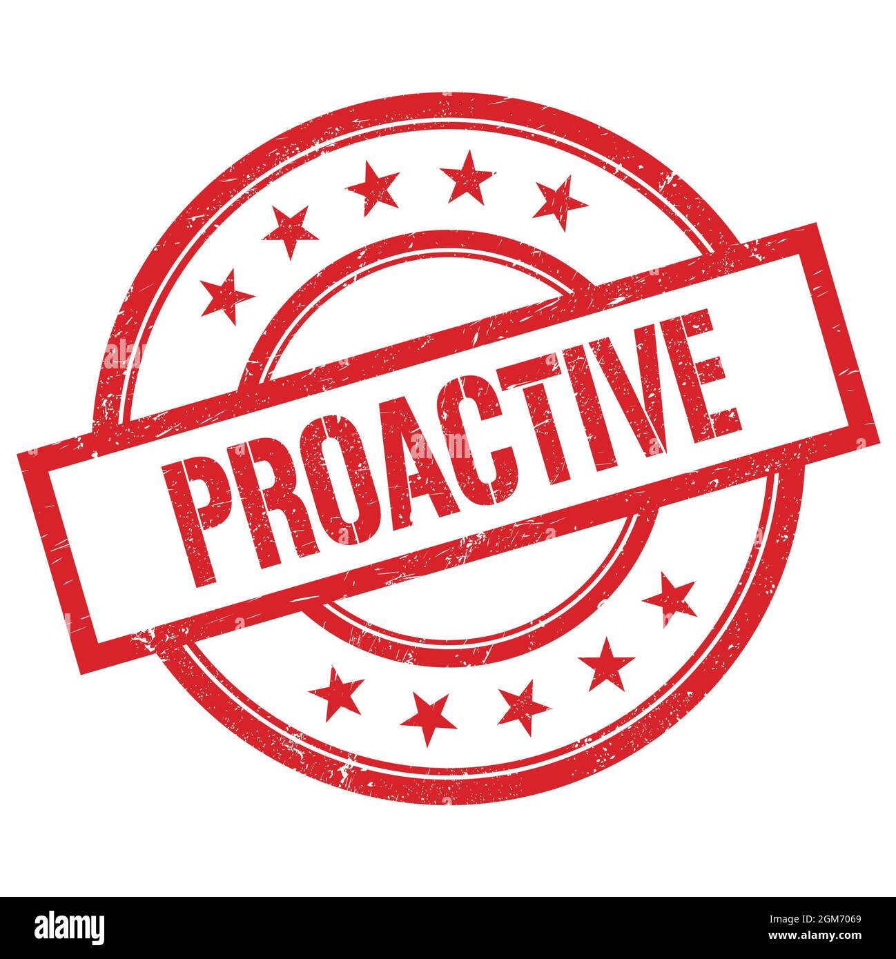 PROACTIVE text written on red round vintage rubber stamp Stock Photo ...