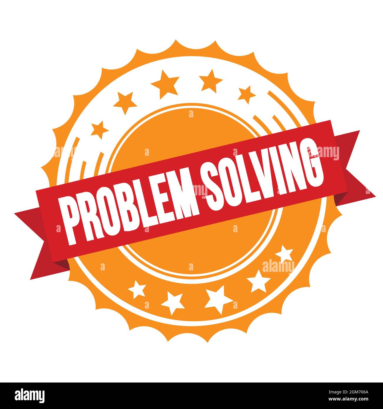PROBLEM SOLVING text on red orange ribbon badge stamp Stock Photo - Alamy