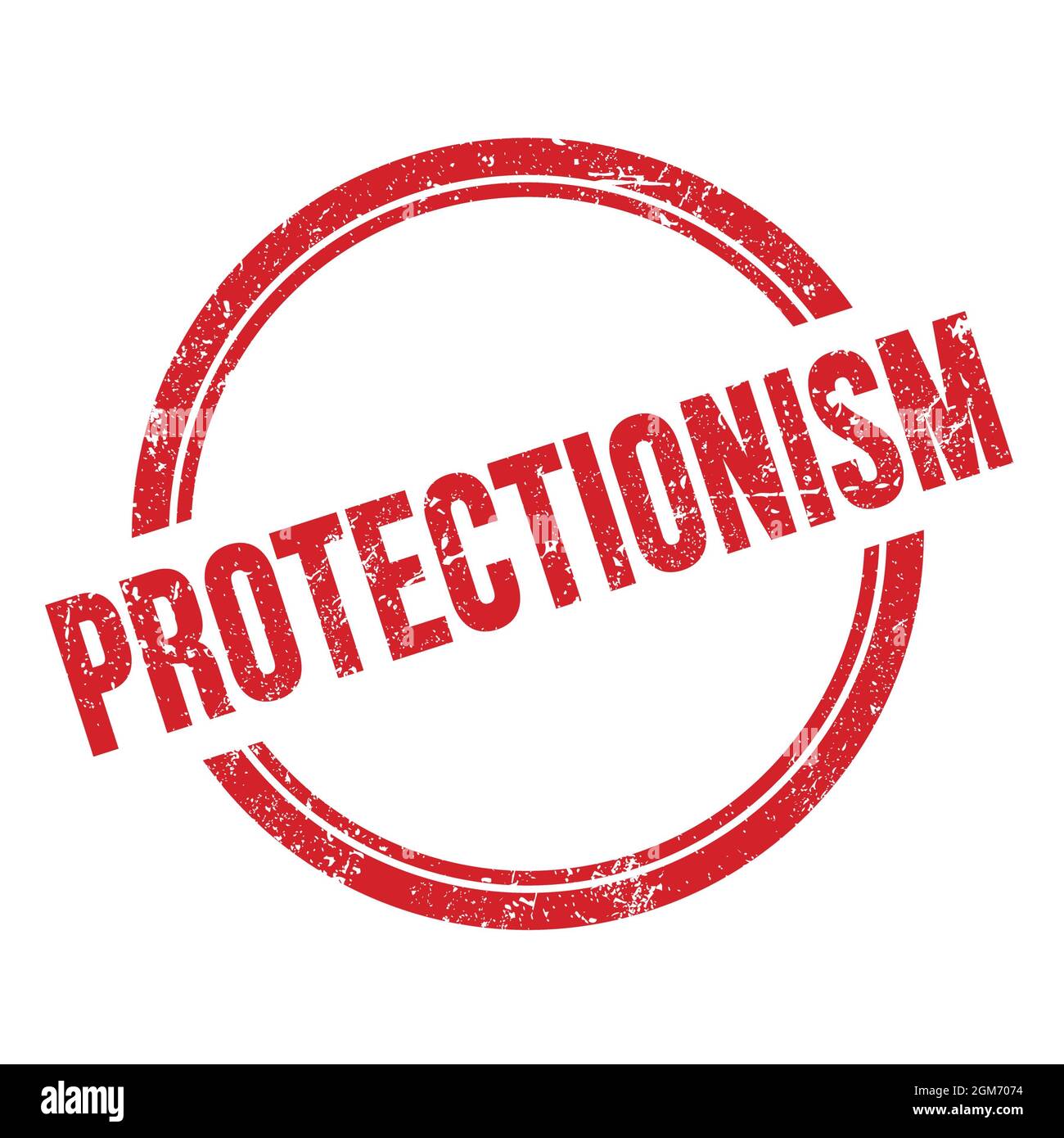 PROTECTIONISM text written on red grungy vintage round stamp Stock ...