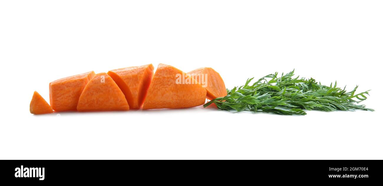 Cut carrot on white background Stock Photo - Alamy