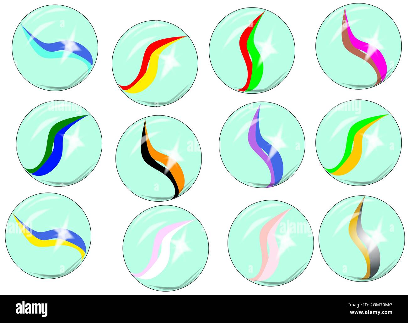 A typical colored glass marbl collection as usd by children in the game ...