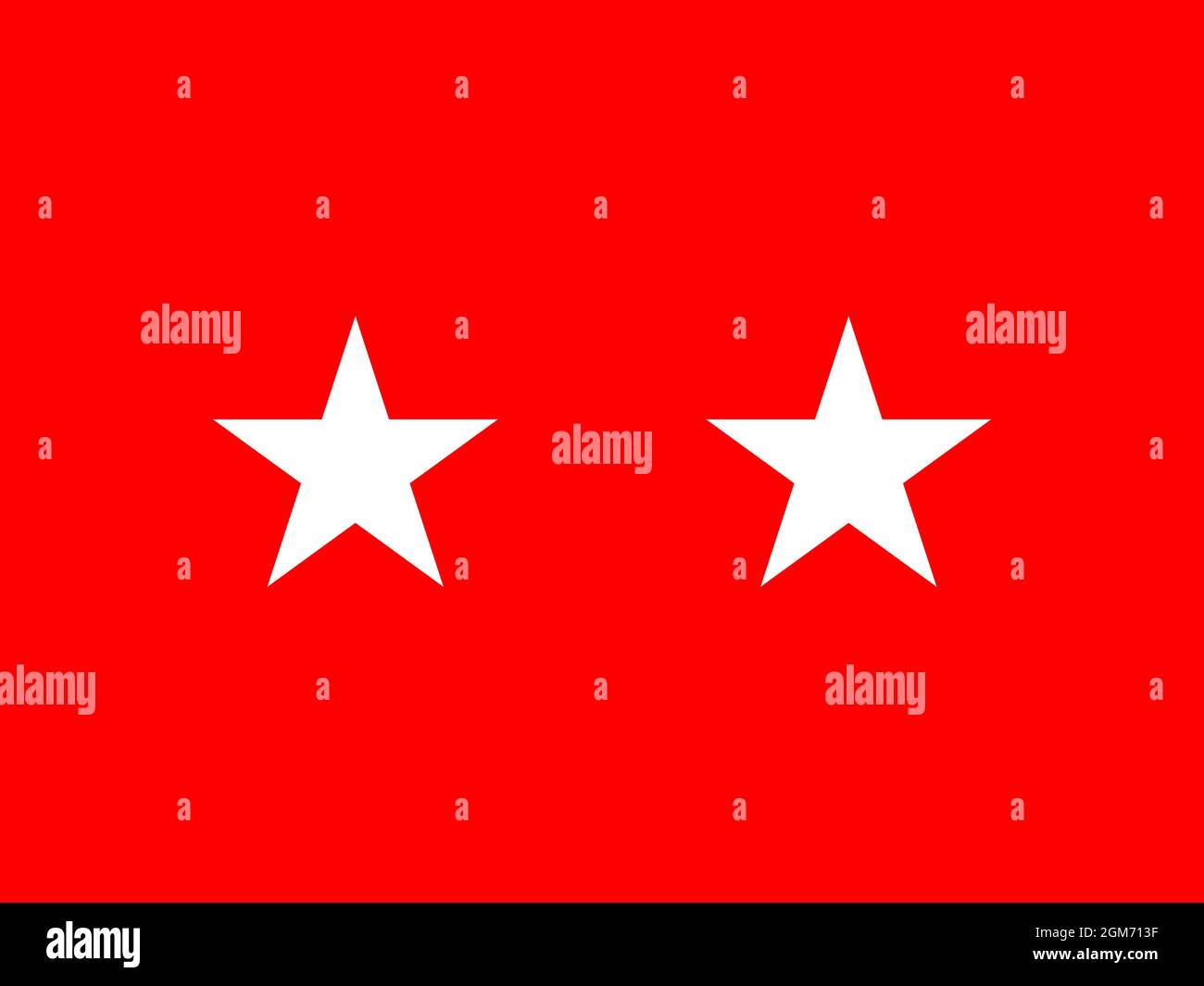 The flag of a USA army Major General of a pair of white stars set over ...