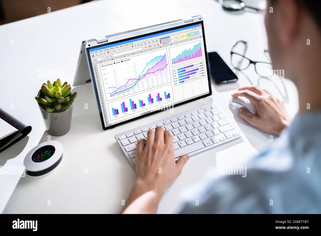 Data Analyst Using Data Analytics KPI Dashboard Stock Photo - Alamy