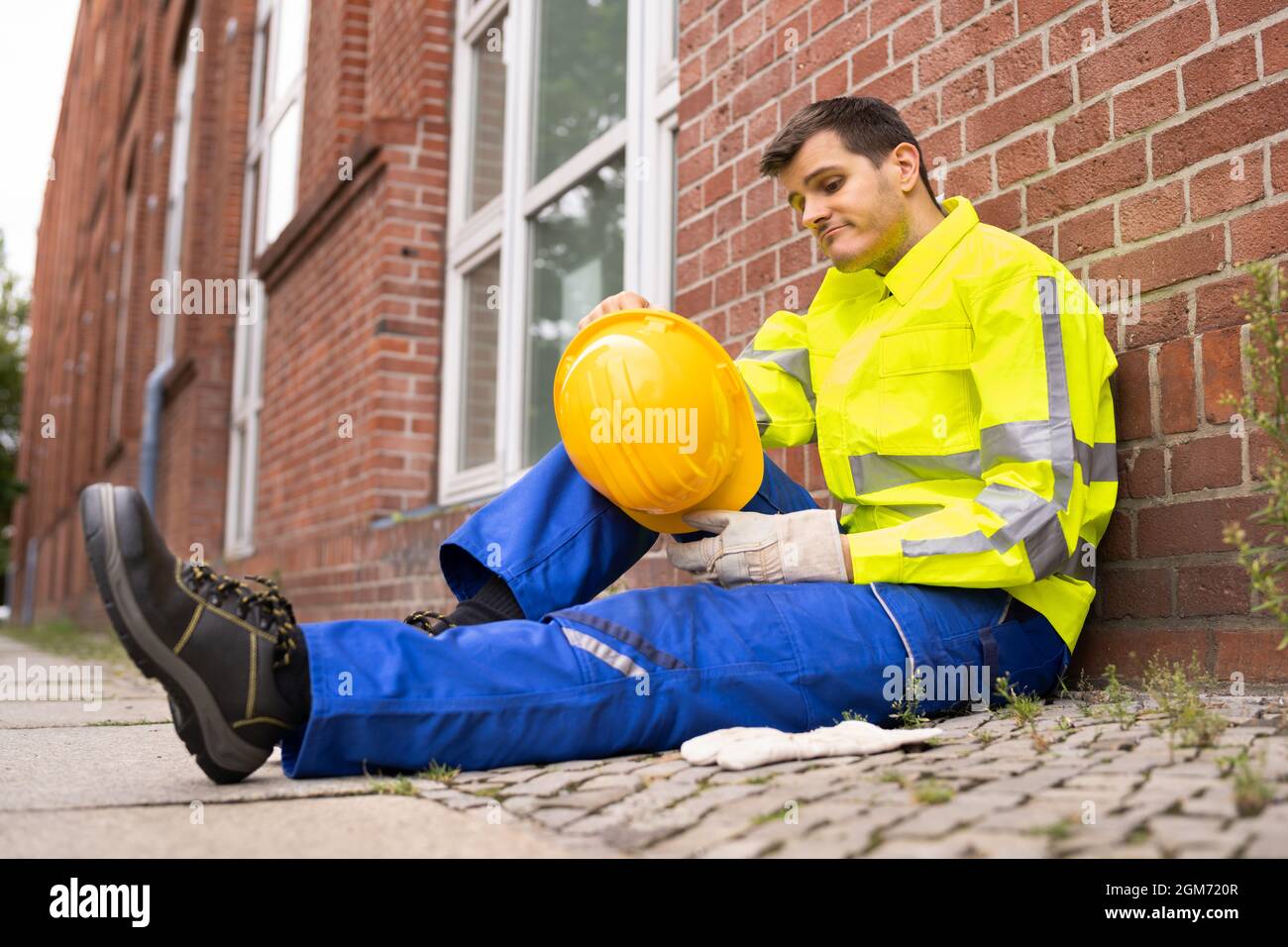 Upset Sad Construction Worker. Unhappy Foreman Contractor Stock Photo ...