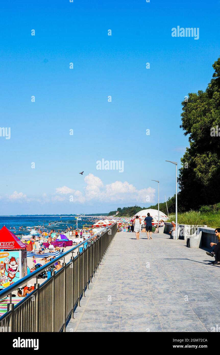 SARBINOWO, POLAND - Oct 21, 2016: A vertical shot of a beach with ...