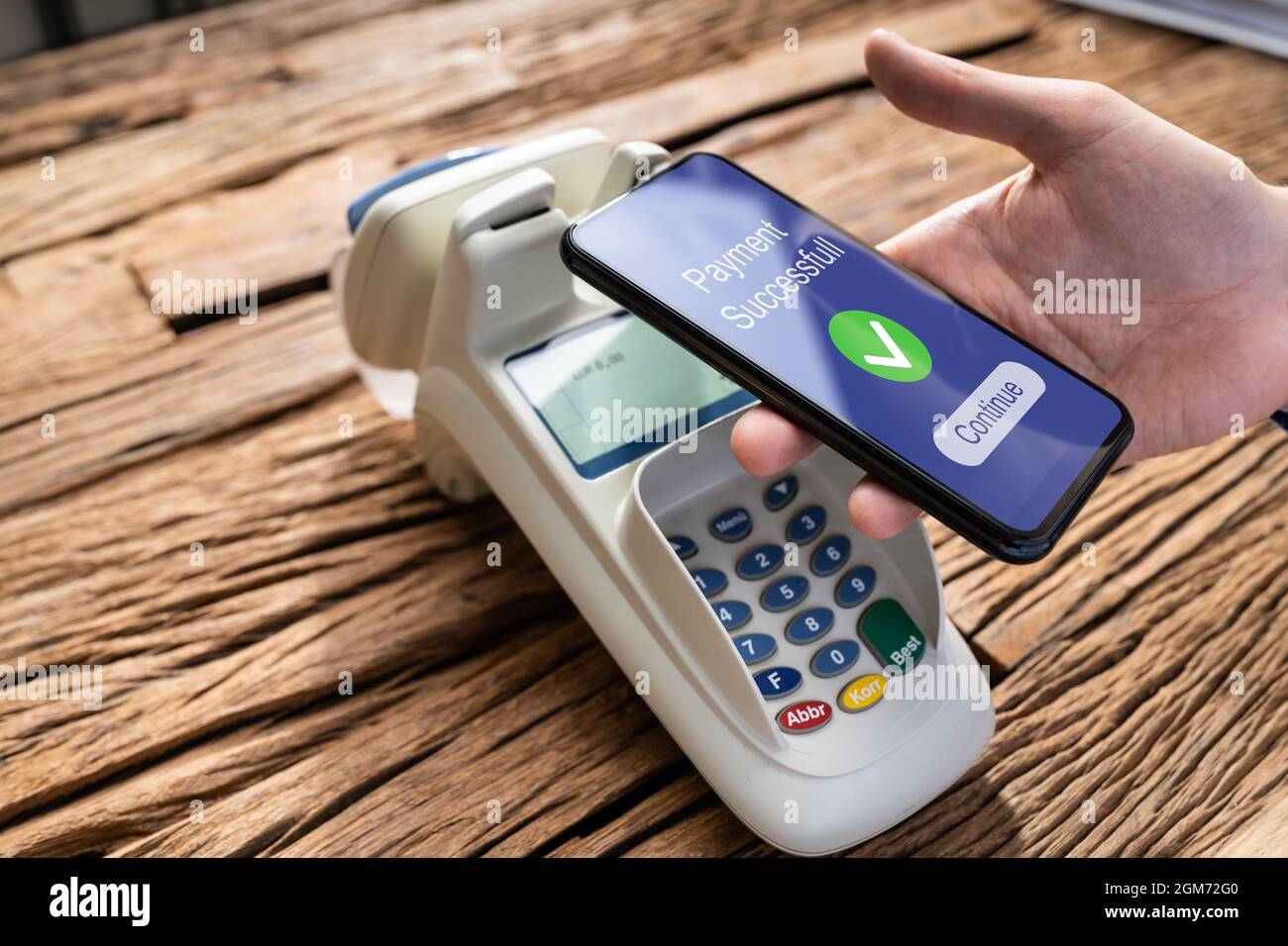 NFC Retail Mobile Payment Using Phone. RFID Checkout Stock Photo - Alamy