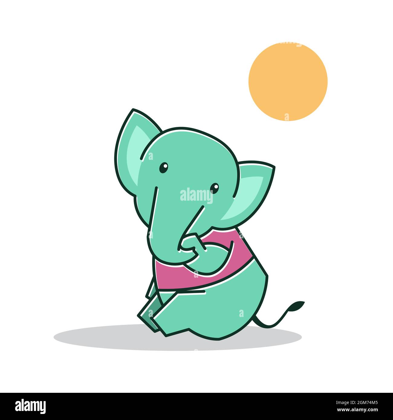 Cute Baby Elephant Happy Friendly Sun Sunbathe Cartoon Character Stock ...