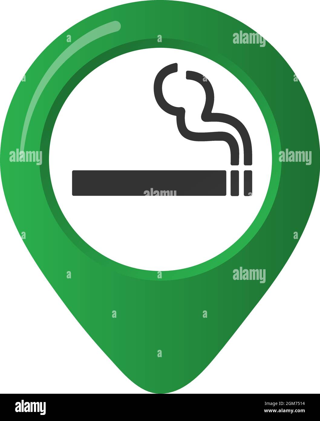 Smoking area marker map pin icon sign with flat design gradient styled ...
