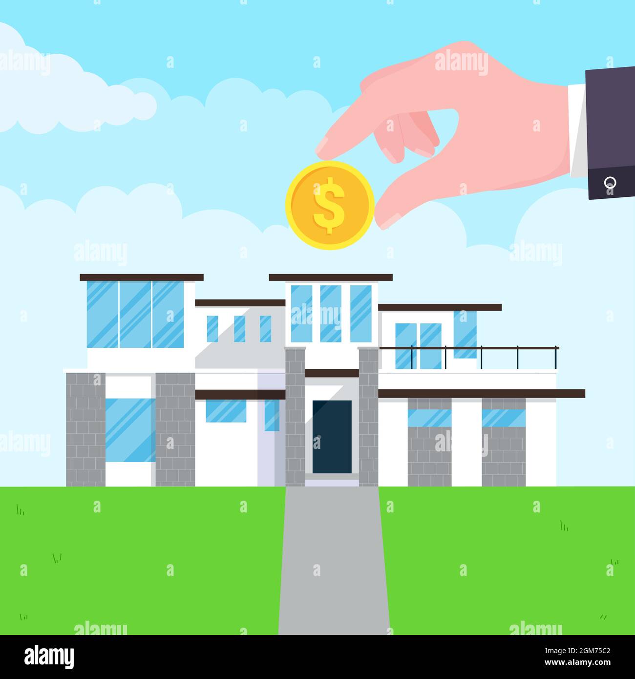 Real estate concept house piggy bank Stock Vector Images - Alamy