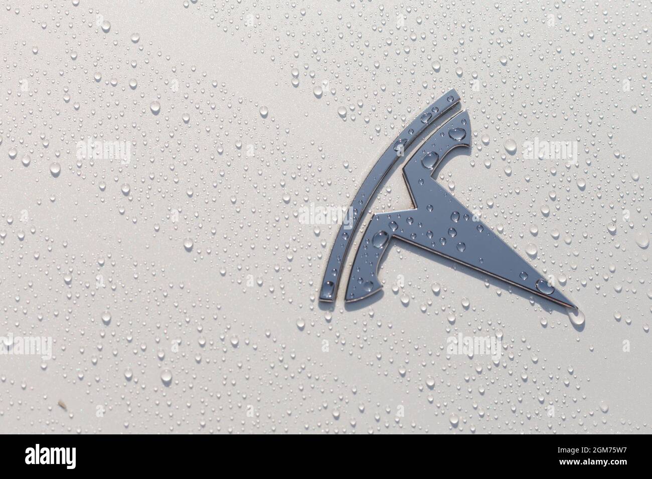 Top view, Tesla Logo on Tesla Tesla Motors, Inc. is an American company ...