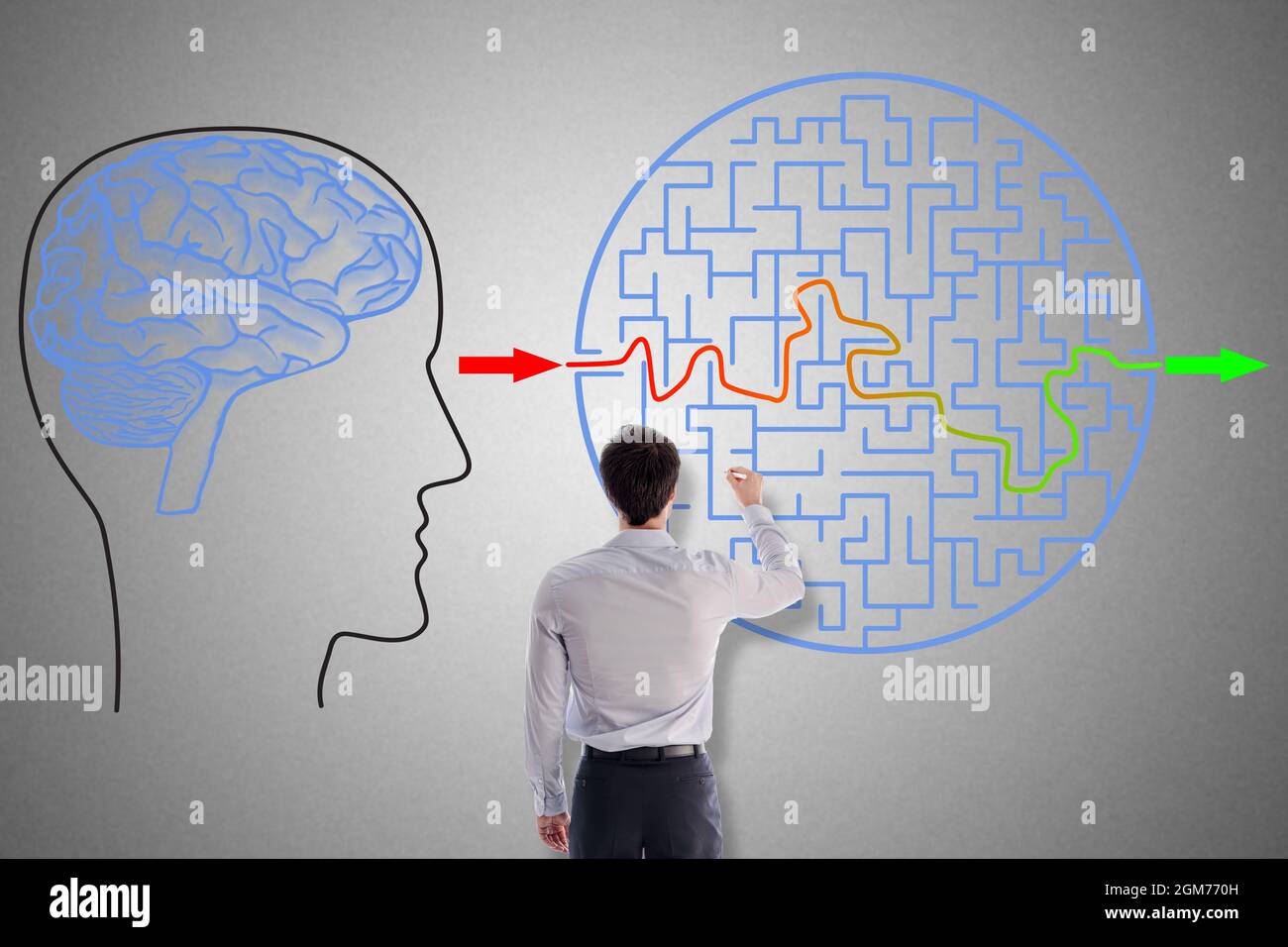Problem and solution concept drawn by a businessman Stock Photo - Alamy