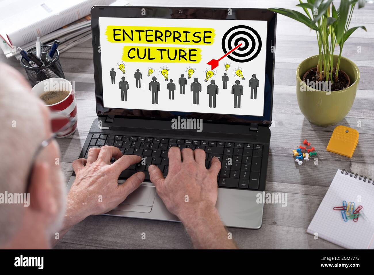 Enterprise culture concept shown on a laptop used by a man Stock Photo ...