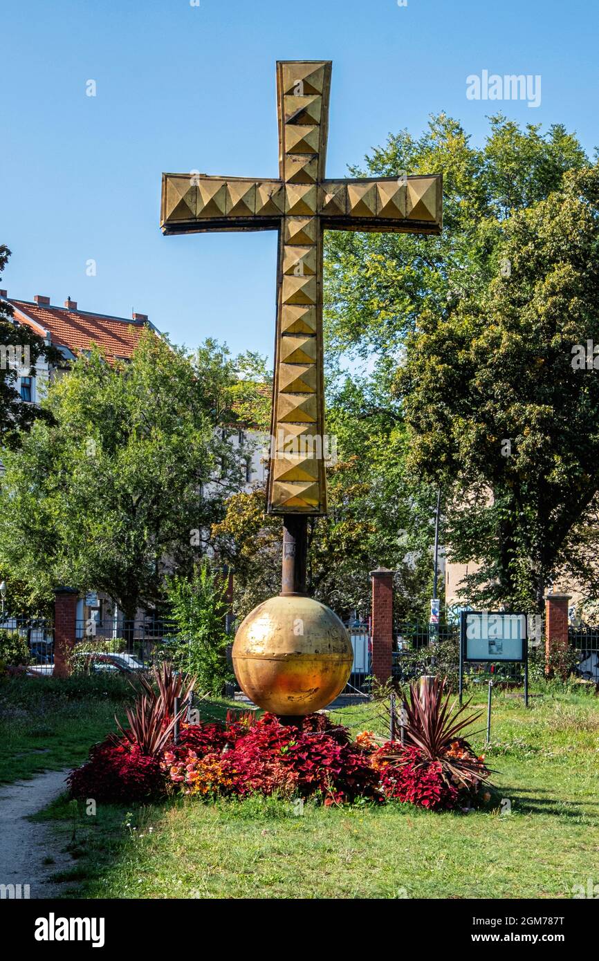 Old cross from dome of the Berlin cathedral is a memorial to the victms ...