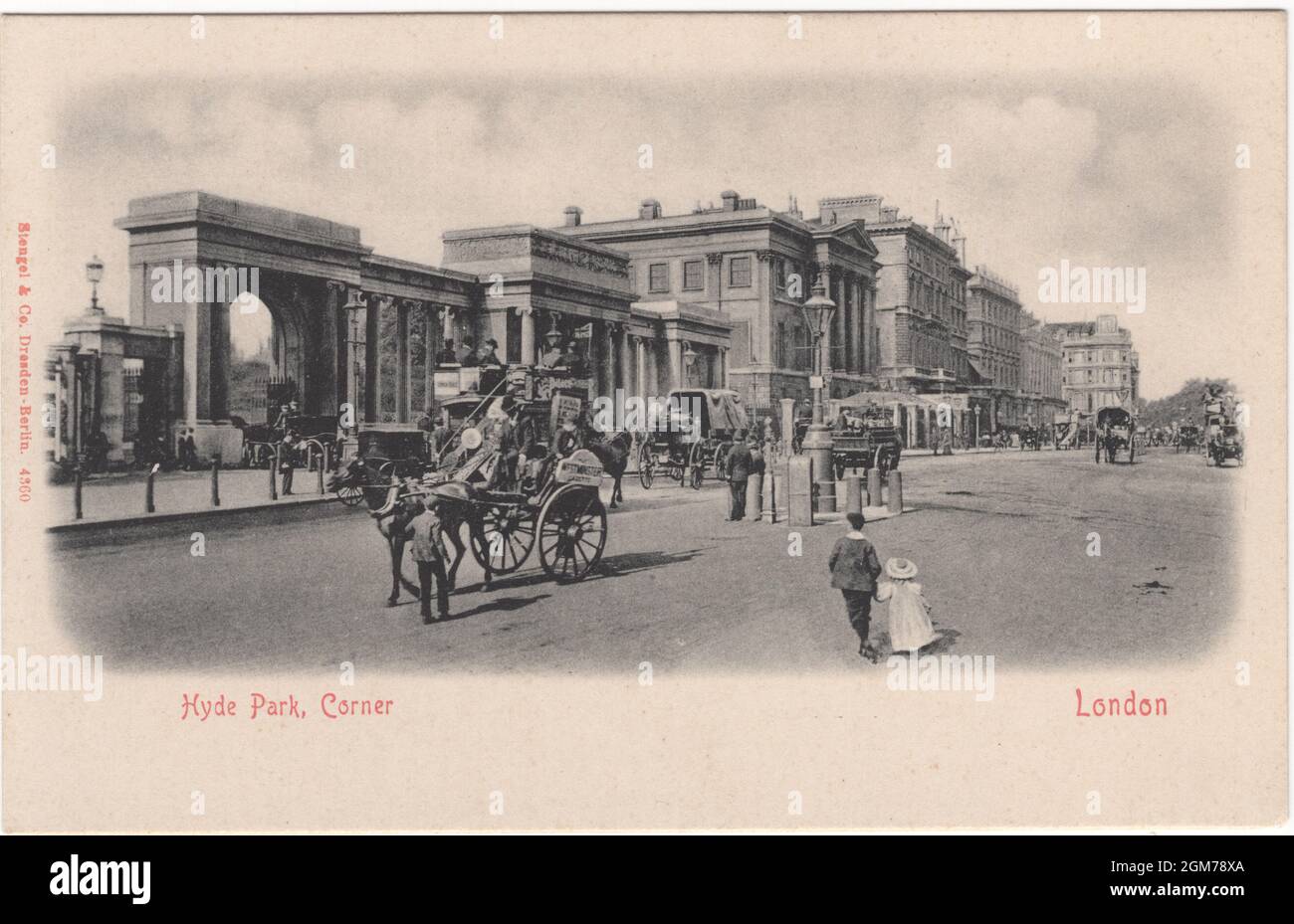 London c.1905 Hyde Park Corner Edwardian postcard Stock Photo - Alamy