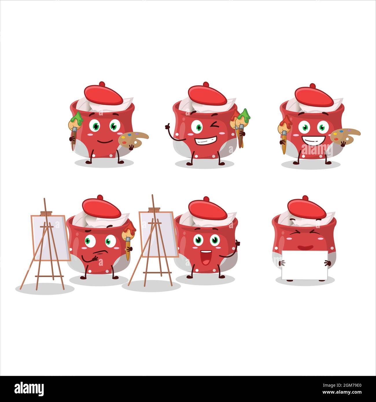 Artistic Artist of bay leaf cartoon character painting with a brush ...