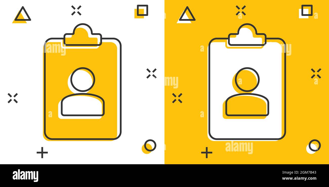 Id card icon in comic style. Identity tag cartoon vector illustration ...