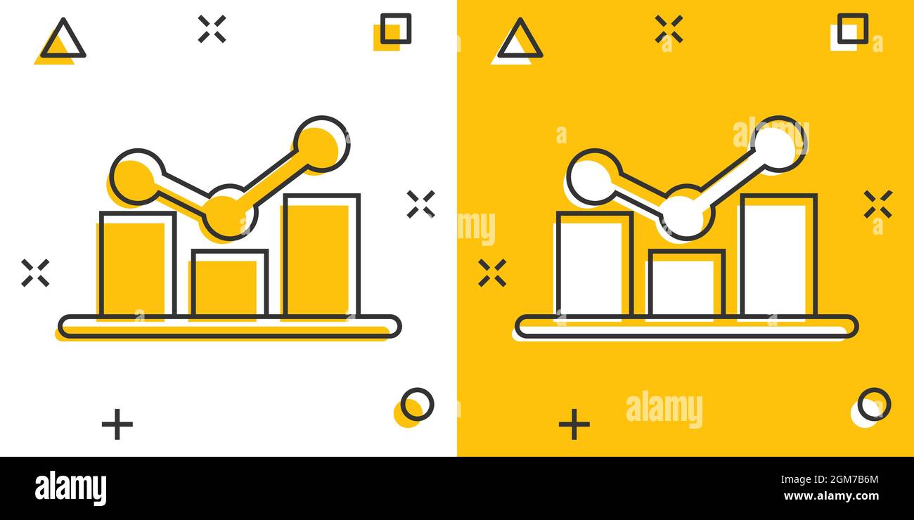 Growing bar graph icon in comic style. Increase arrow cartoon vector ...