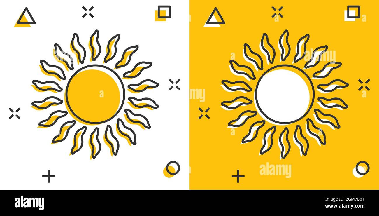 Sun icon in comic style. Sunlight cartoon sign vector illustration on ...