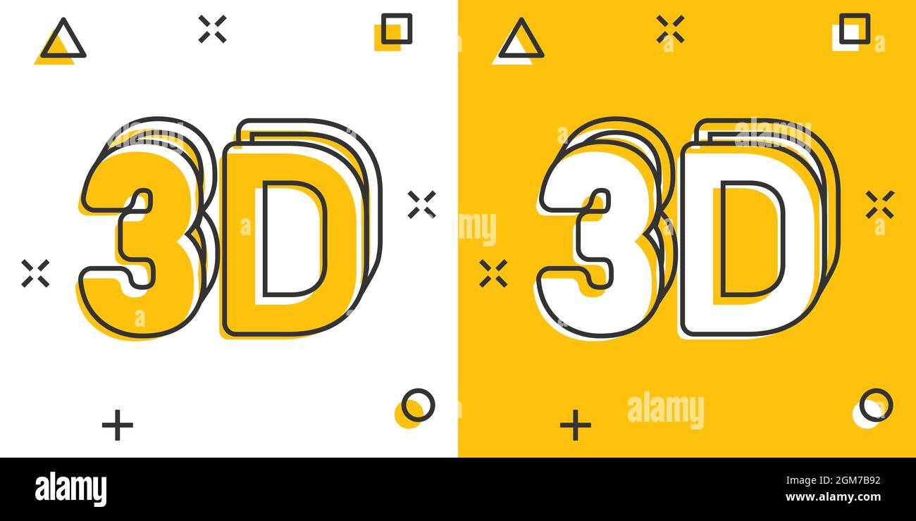 3d text icon in comic style. Word cartoon vector illustration on white ...