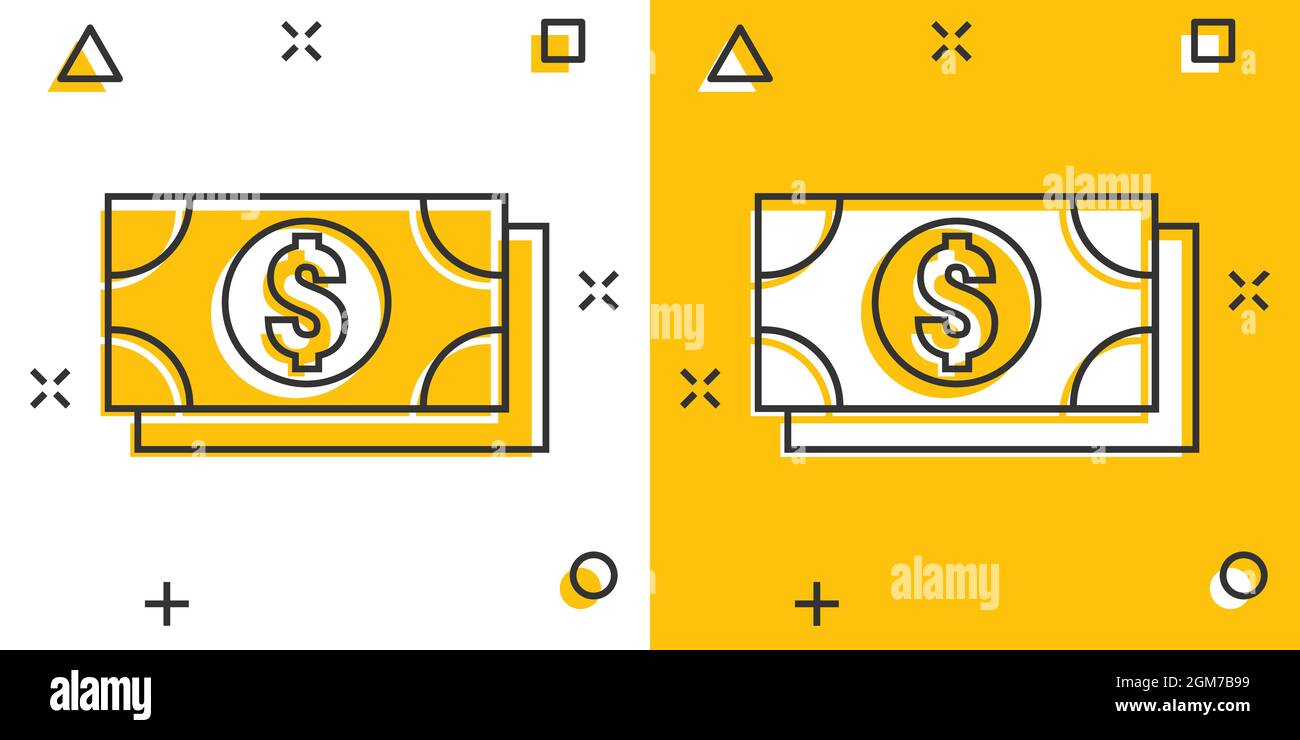 Dollar currency banknote icon in comic style. Dollar cash cartoon ...