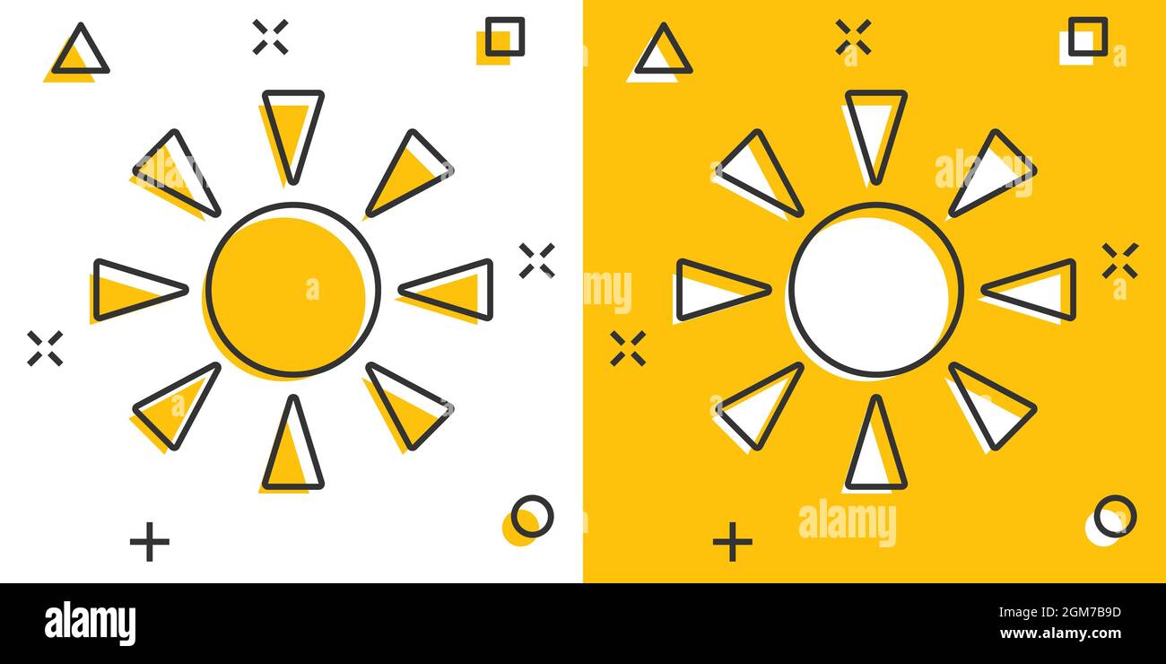 Sun icon in comic style. Sunlight cartoon sign vector illustration on ...
