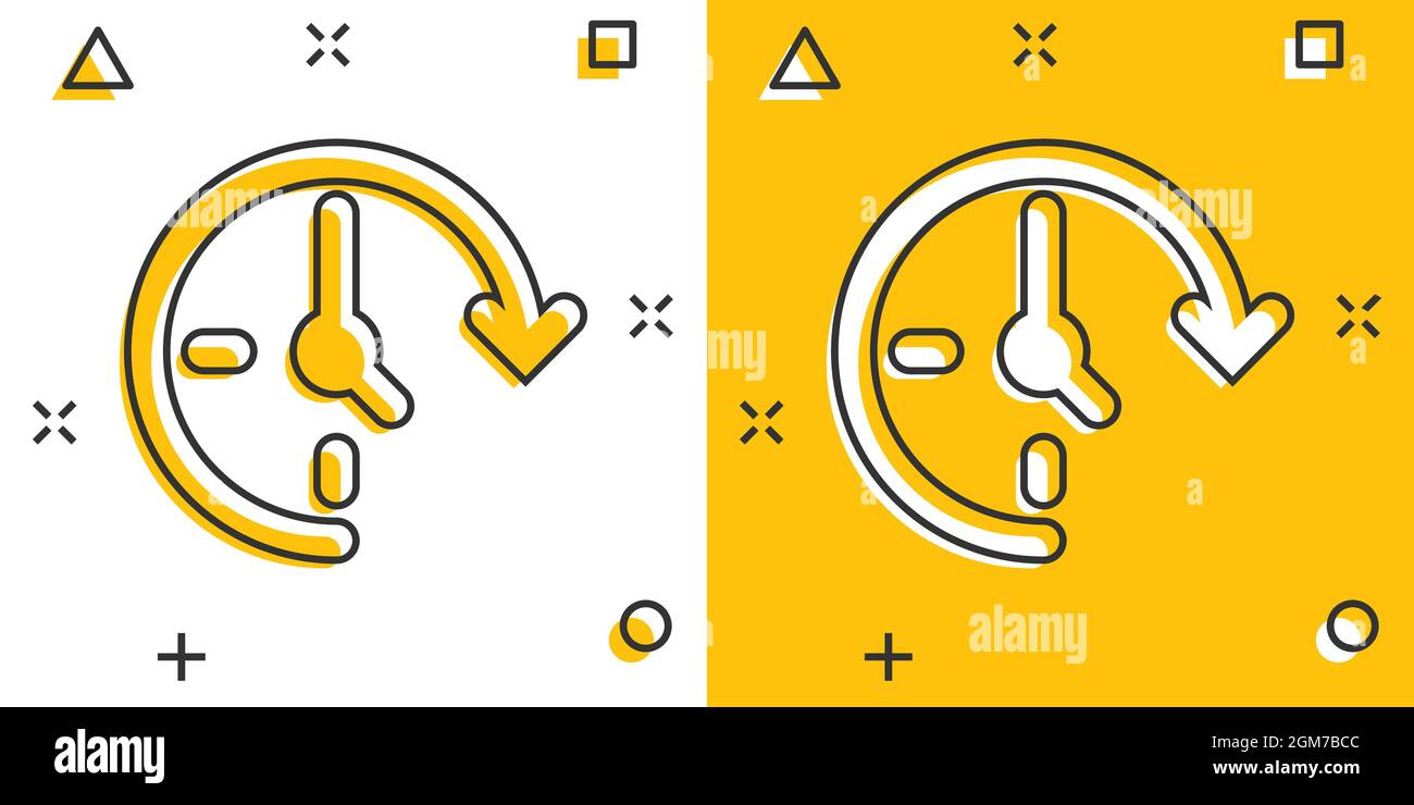 Clock icon in comic style. Watch cartoon vector illustration on white ...