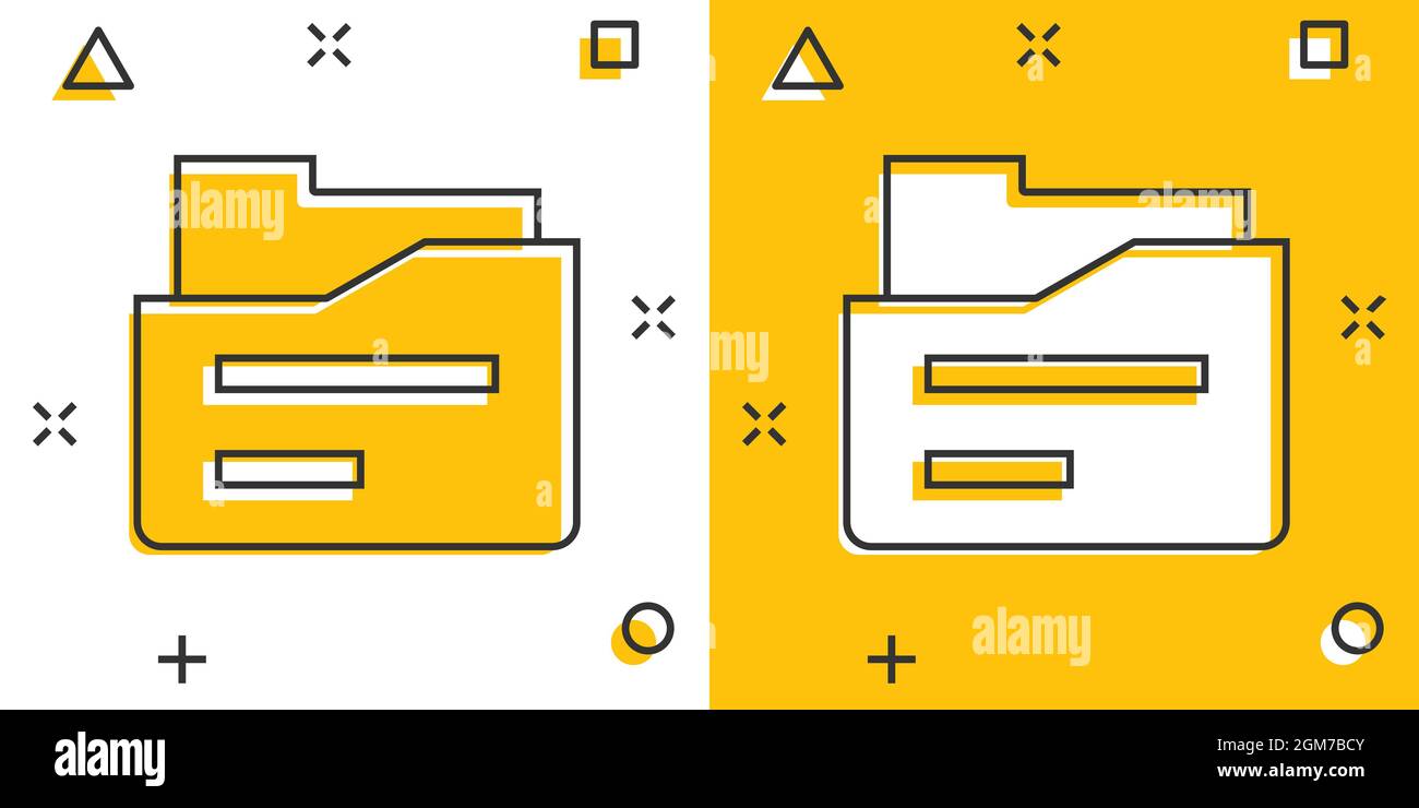 File folder icon in comic style. Documents archive cartoon vector ...