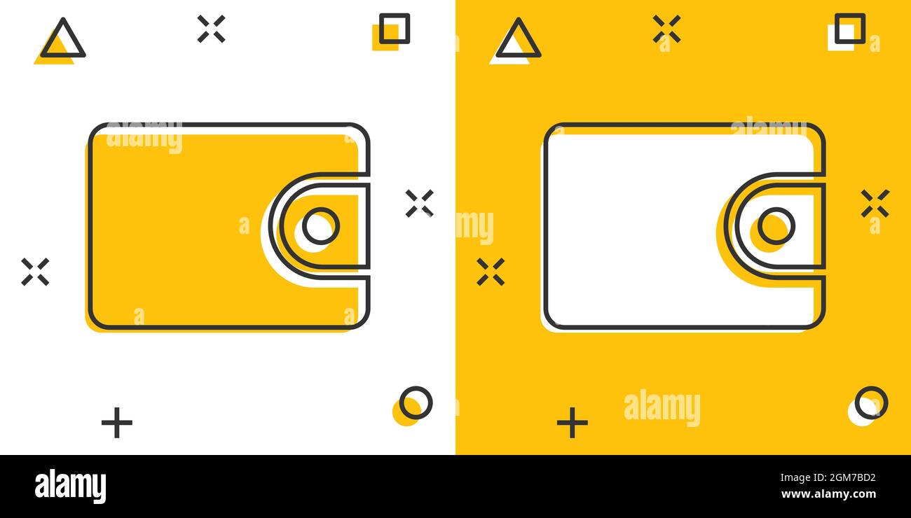 Wallet icon in comic style. Purse cartoon vector illustration on white ...