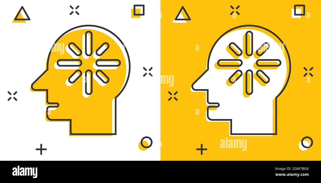 Mind awareness icon in comic style. Idea human cartoon vector ...