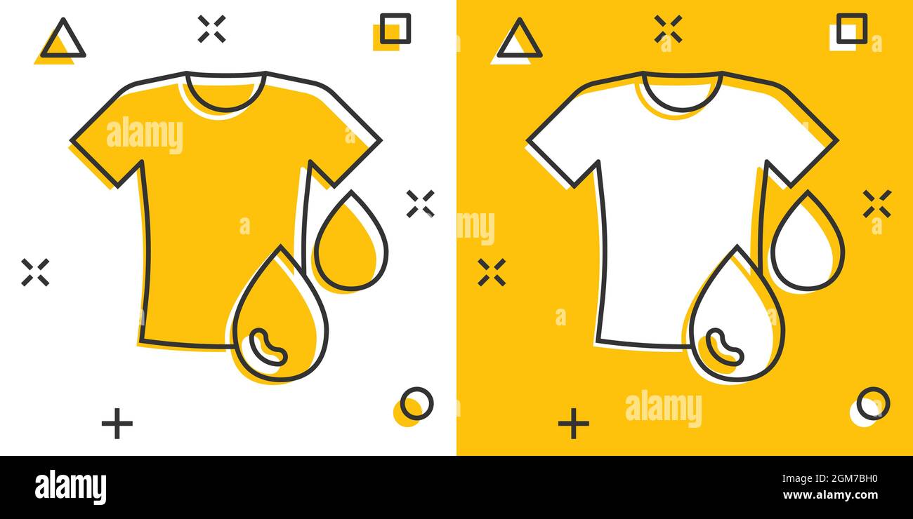 T-shirt washing icon in comic style. Clothes dry cartoon vector ...