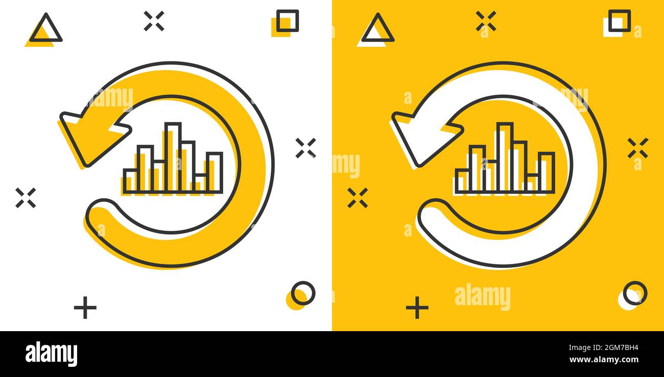 Growing bar graph icon in comic style. Increase arrow cartoon vector ...