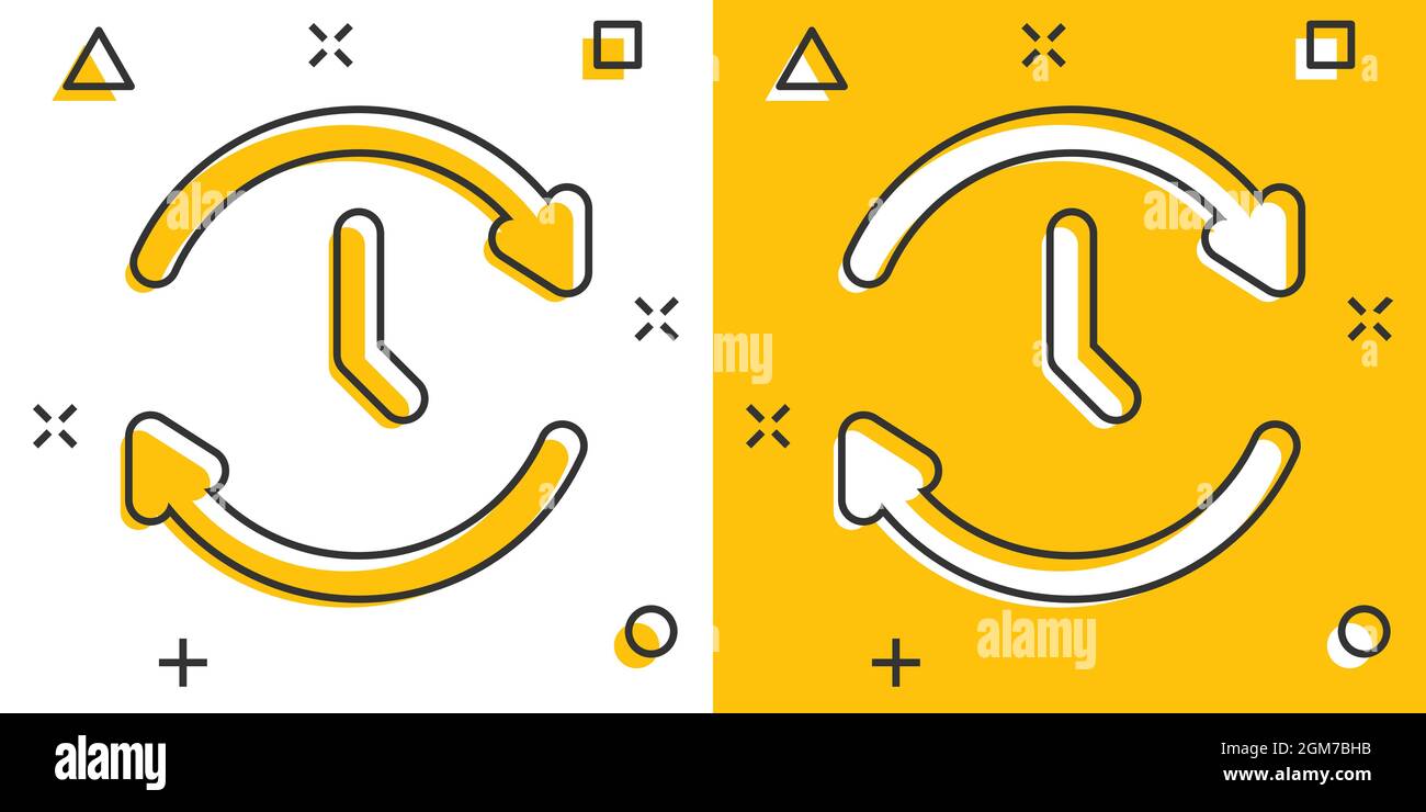 Clock icon in comic style. Watch cartoon vector illustration on white ...