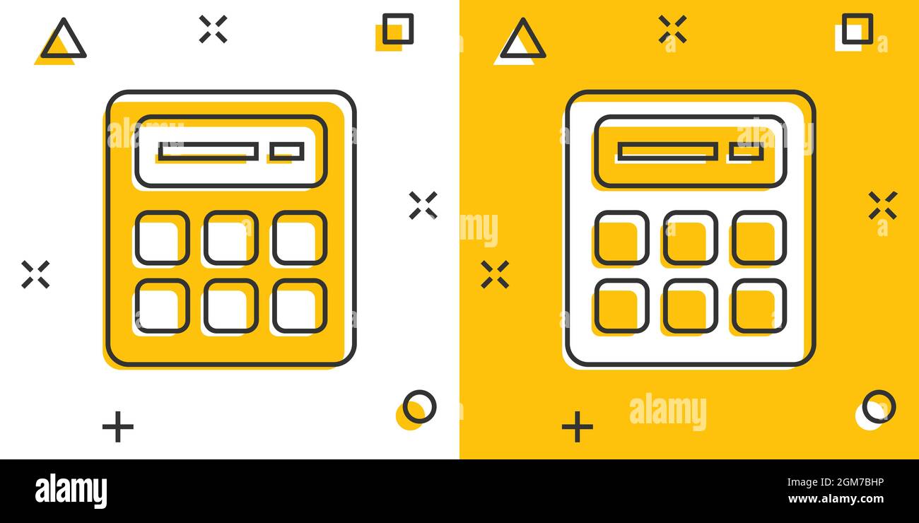 Calculator icon in comic style. Calculate cartoon vector illustration ...